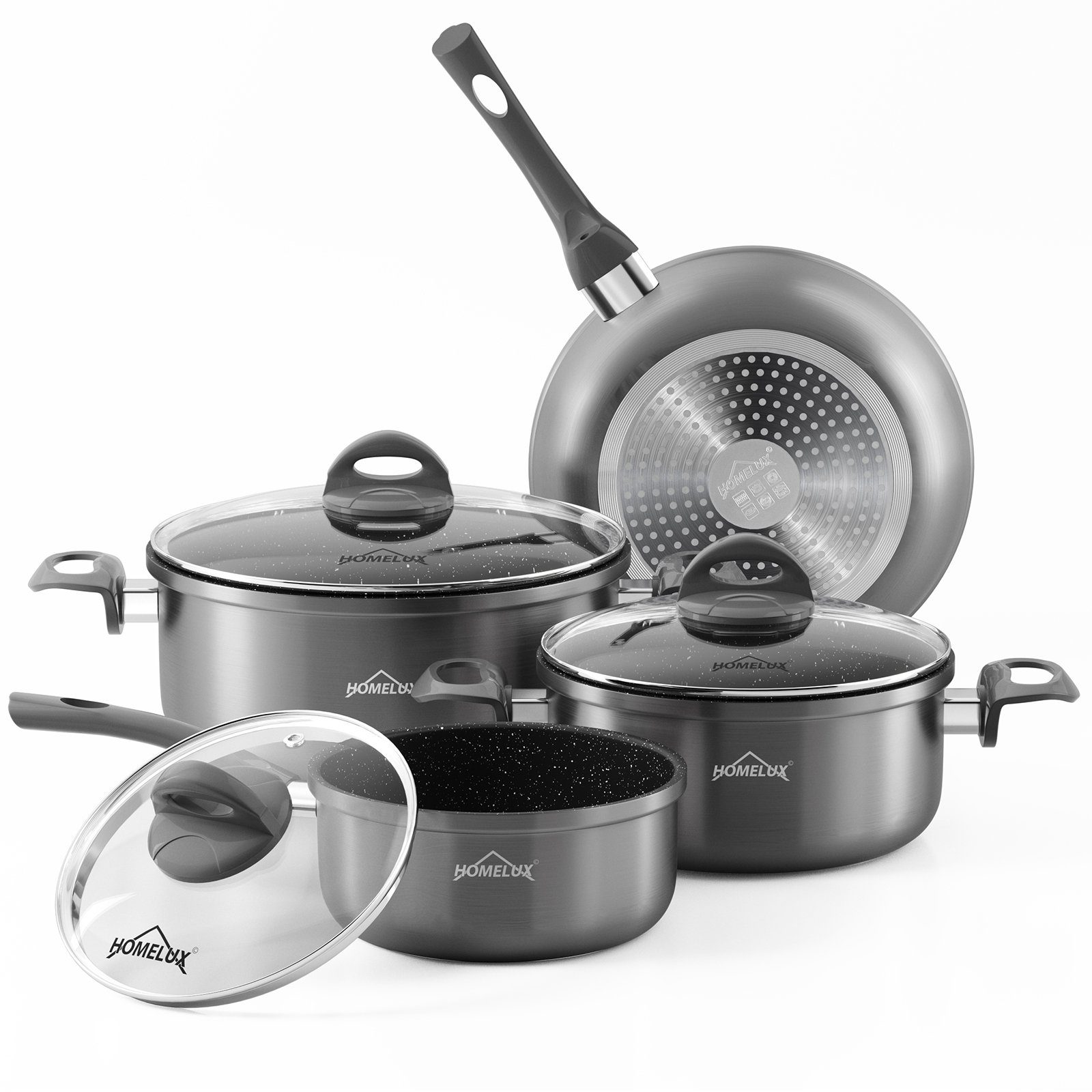 Homelux Topf Set 7tlg Induktions Töpfe Set Aluminiumguss Kochtopfset