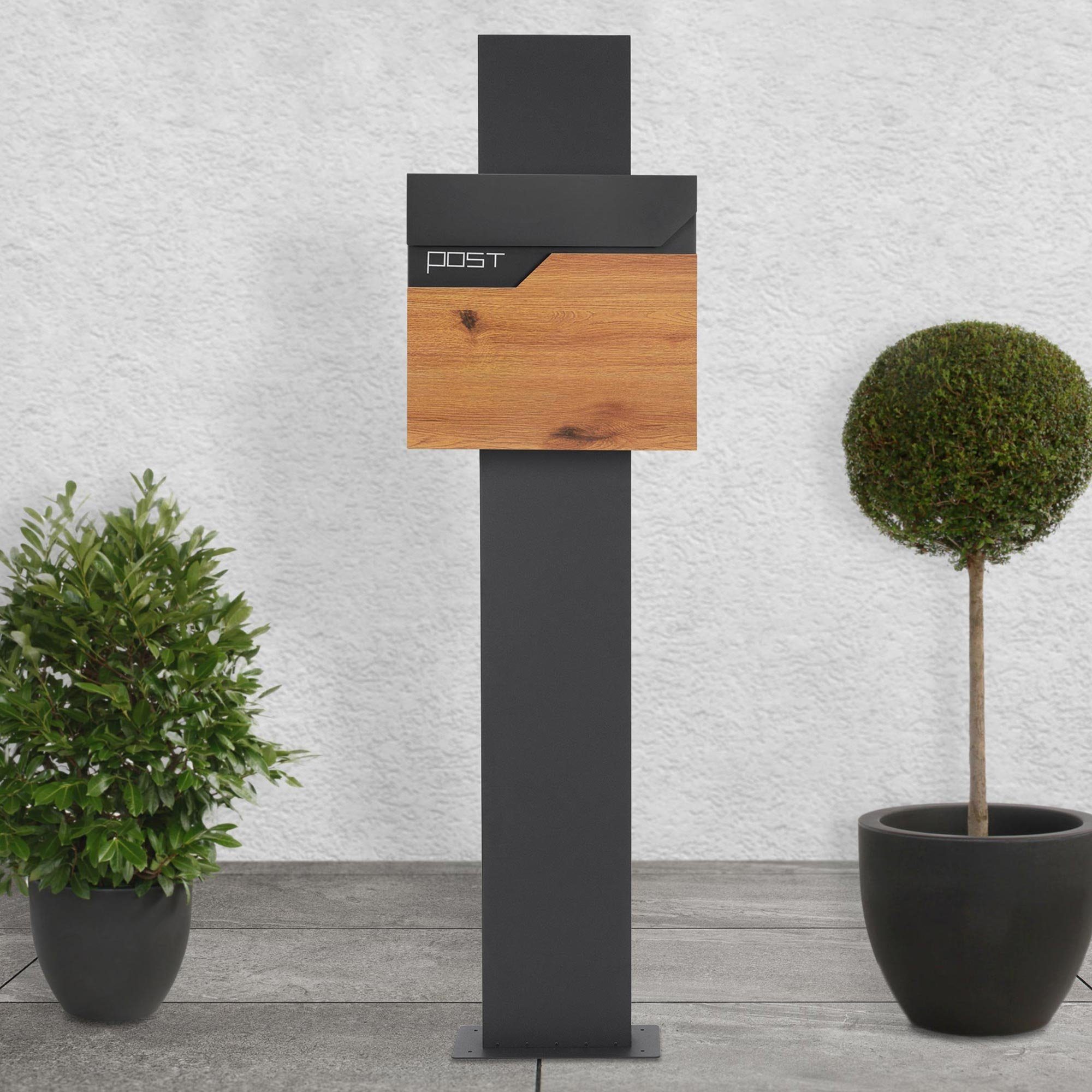 Ml Design Briefkasten Standbriefkasten Mit Zeitungsfach 37x37x11 Cm