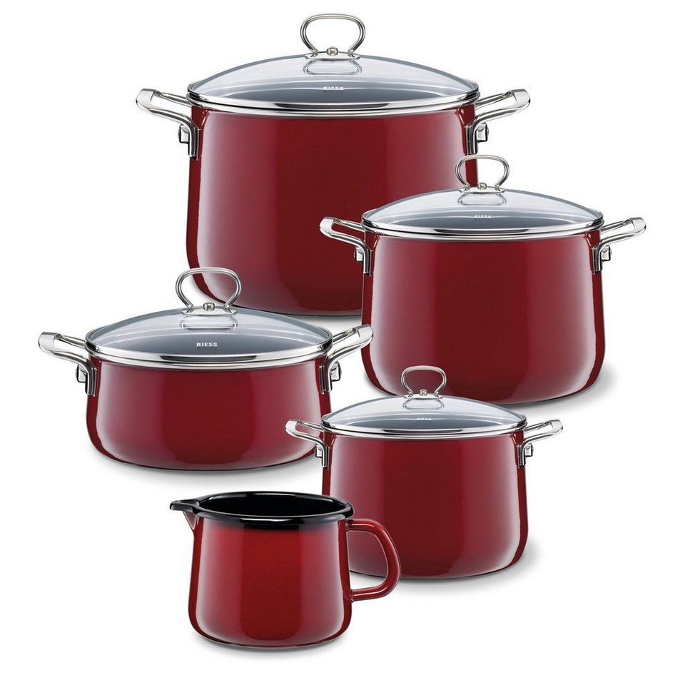 Riess Topf Set Topfset 5 Teilig Rosso Emaille Sparpaket 5 Tlg