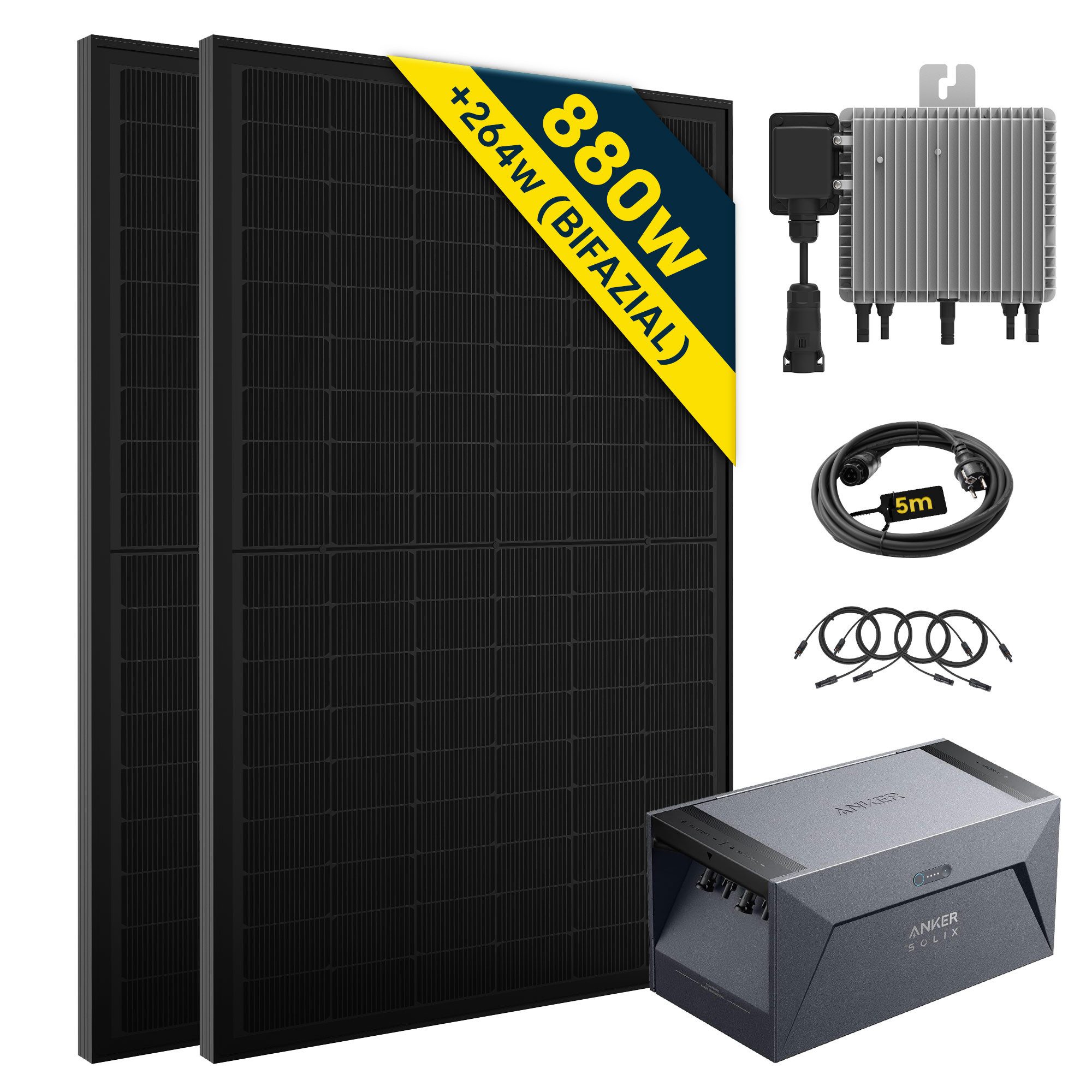 E.For.U Balkonkraftwerk Solaranlage 880W/1600W All-in-One Balkonkraftwerk mit Speicher ...