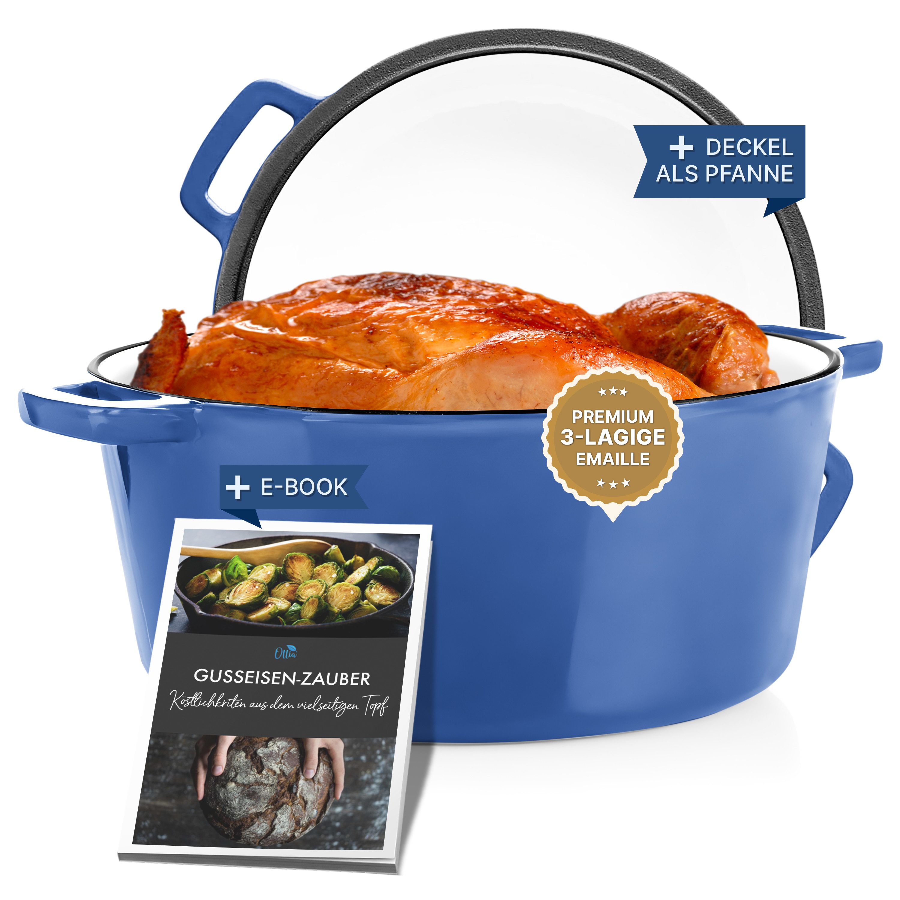 Ottia Schmortopf Gusseisen Topf Brot Backen Dutch Oven 2 In 1 26cm