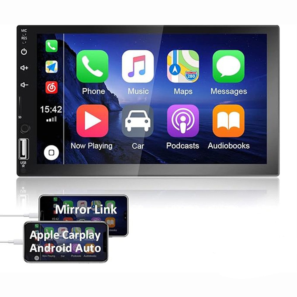 Hikity 7" Dual DIN Touchscreen kompatibel mit Apple Carplay und Android Auto Autoradio (FM Radio ...