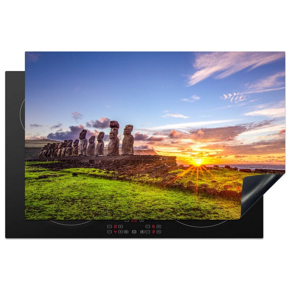 Muchowow Herdblende Abdeckplatte Sonnenaufgang Hinter Den Moai Statuen