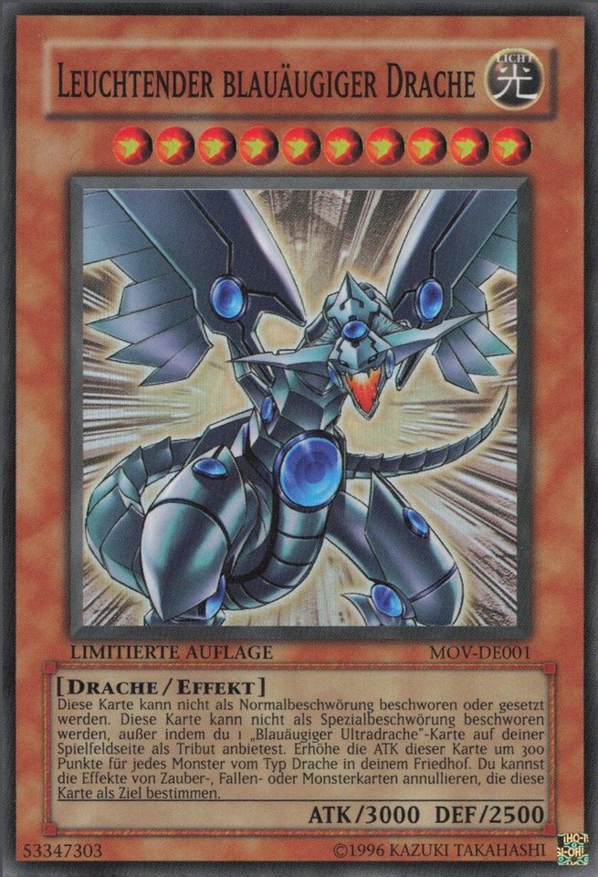 Recollectibles Sammelkarte Yugioh Karte Leuchtender Blauäugiger Drache