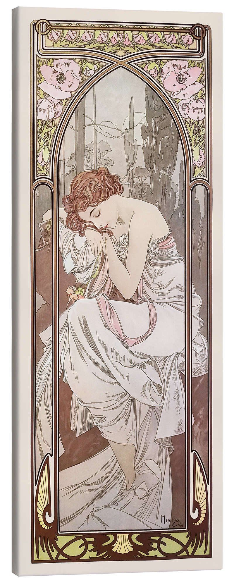Posterlounge Leinwandbild Alfons Mucha Die Vier Tageszeiten