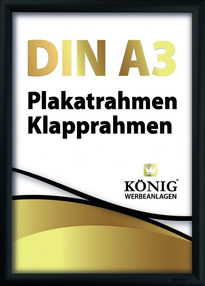 König Werbeanlagen Hinweisschild Plakatrahmen DIN A3, 25mm Alu Profil, eckig, schwarz, Alu ...