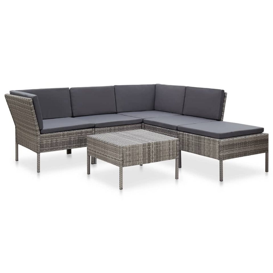 Vidaxl Gartenlounge Set 6 Tlg Garten Sofagarnitur Mit Auflagen Poly