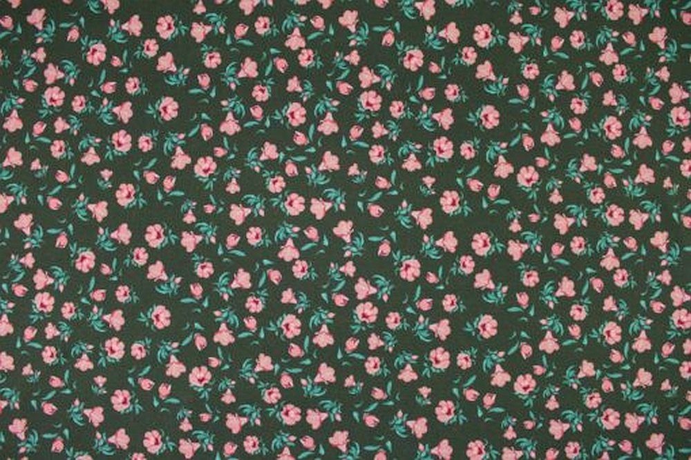 Larissastoffe Stoff Jersey Stoff Blumen Swafing Granada Anthrazit Rosa