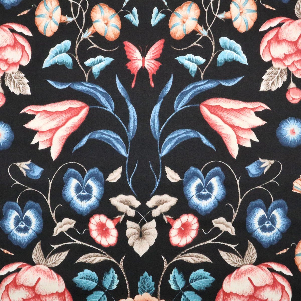 Stofferia Stoff Dekostoff Baumwolle Satin Fontaine Schwarz Breite 138
