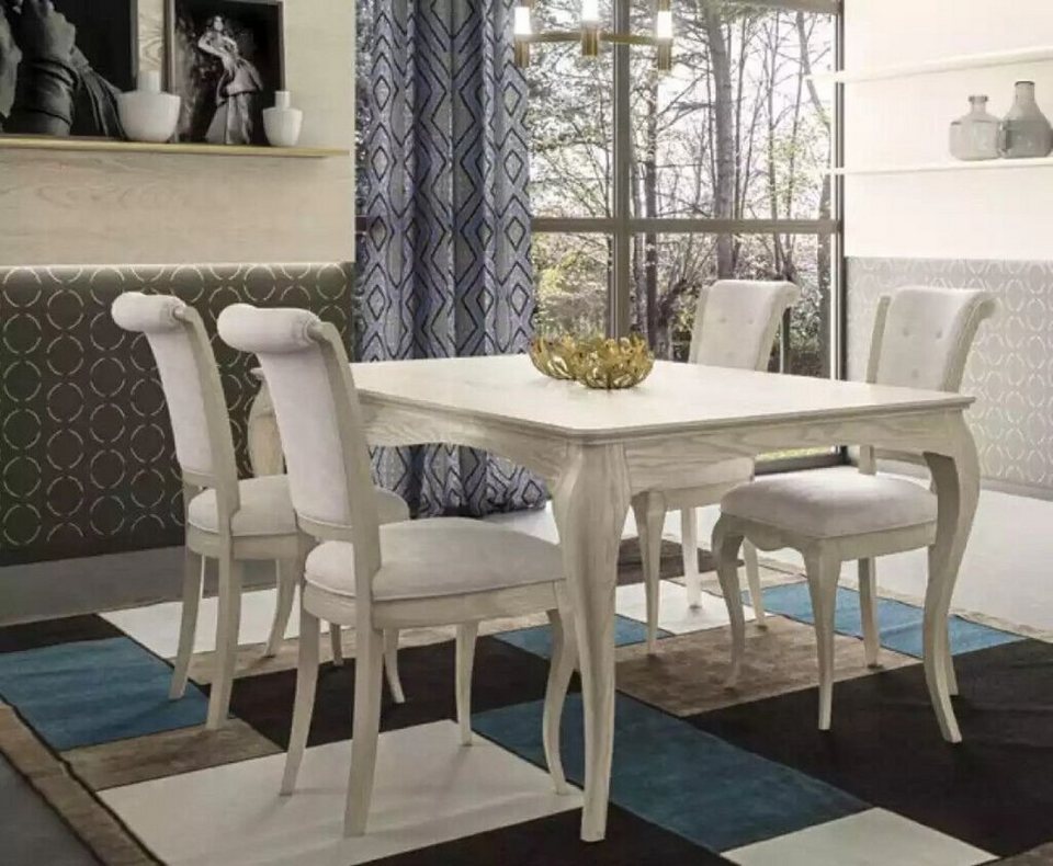 Jvmoebel Esszimmer Set Weiß Esszimmer Tisch Esstisch 4x Stuhl Garnitur