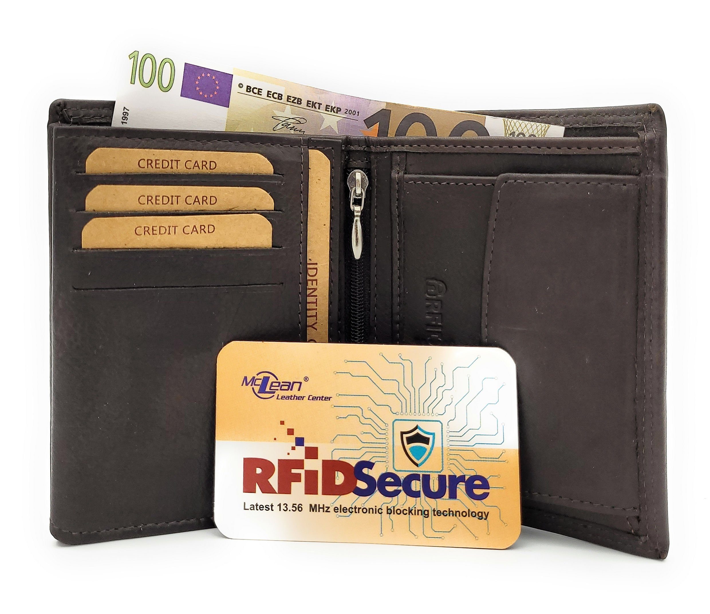 McLean Geldbörse, echt Leder Geldbörse Portemonnaie Geldbeutel RFID NFC ...