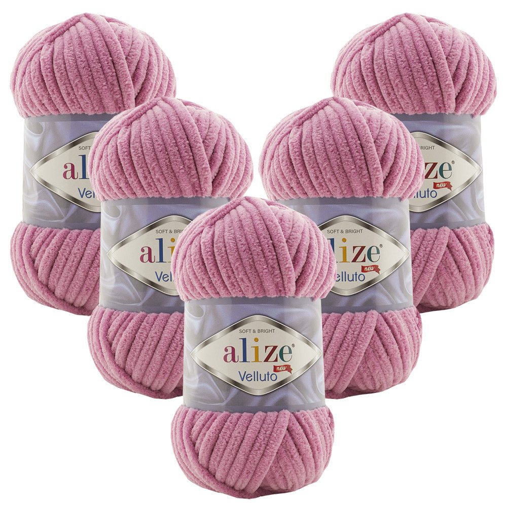Alize 5 x ALIZE Velluto Häkelwolle, 68 m, Chenillegarn,Kuschelweich für ...