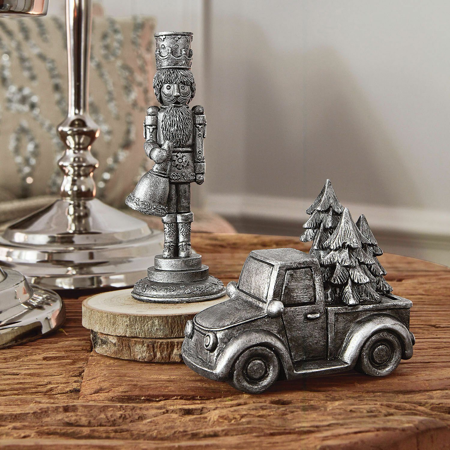 Mirabeau Weihnachtsfigur Deko Figur 2er Set Mariola Antiksilber