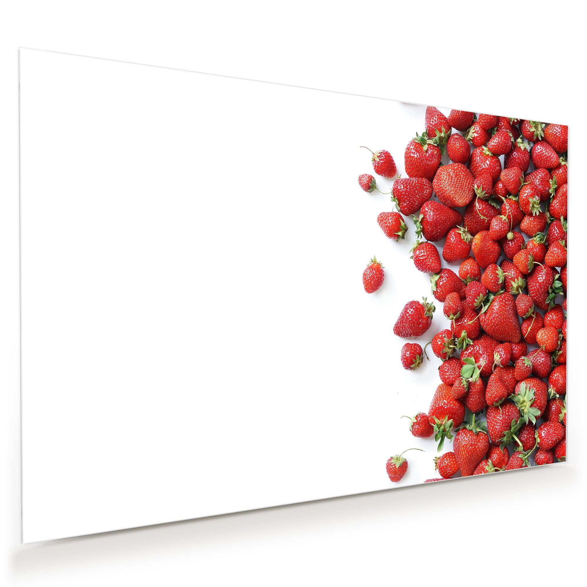 Primedeco Glasbild Wandbild Frische Erdbeeren Am Rand Mit Aufhängung