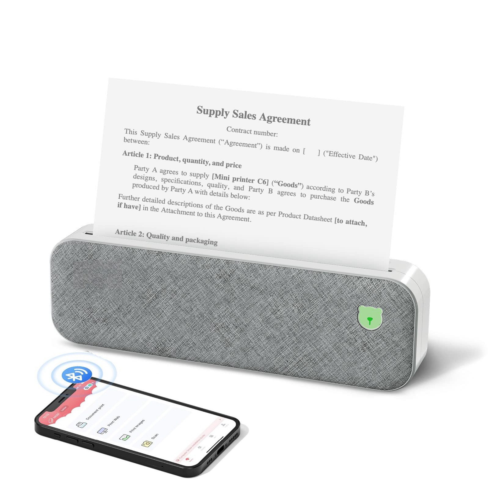 YI A4 Tragbarer Thermodrucker, kabelloser mobiler Bluetooth ...