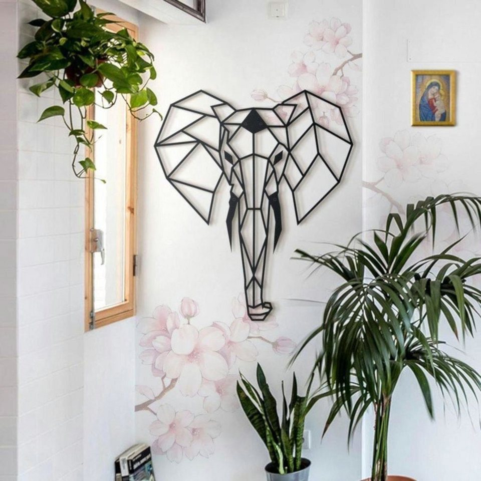 Hoagard Metall Wanddekoobjekt Elefant Wandbild Wanddekoration