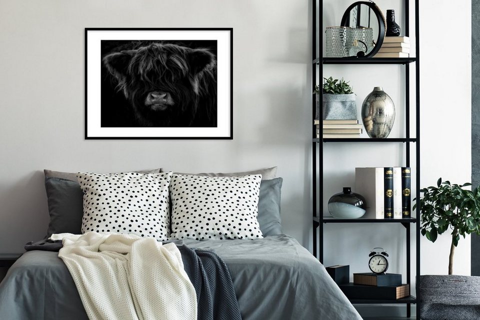 Muchowow Poster Schottischer Highlander Kuh Schwarz Weiß