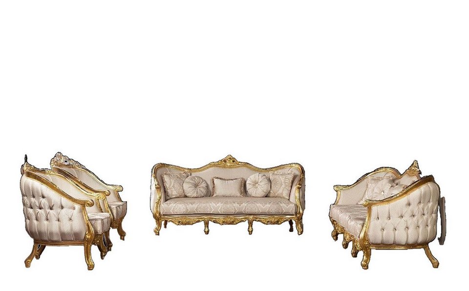 Jvmoebel Wohnzimmer Set Sofagarnitur Couch Set Möbel Garnitur Samt Holz