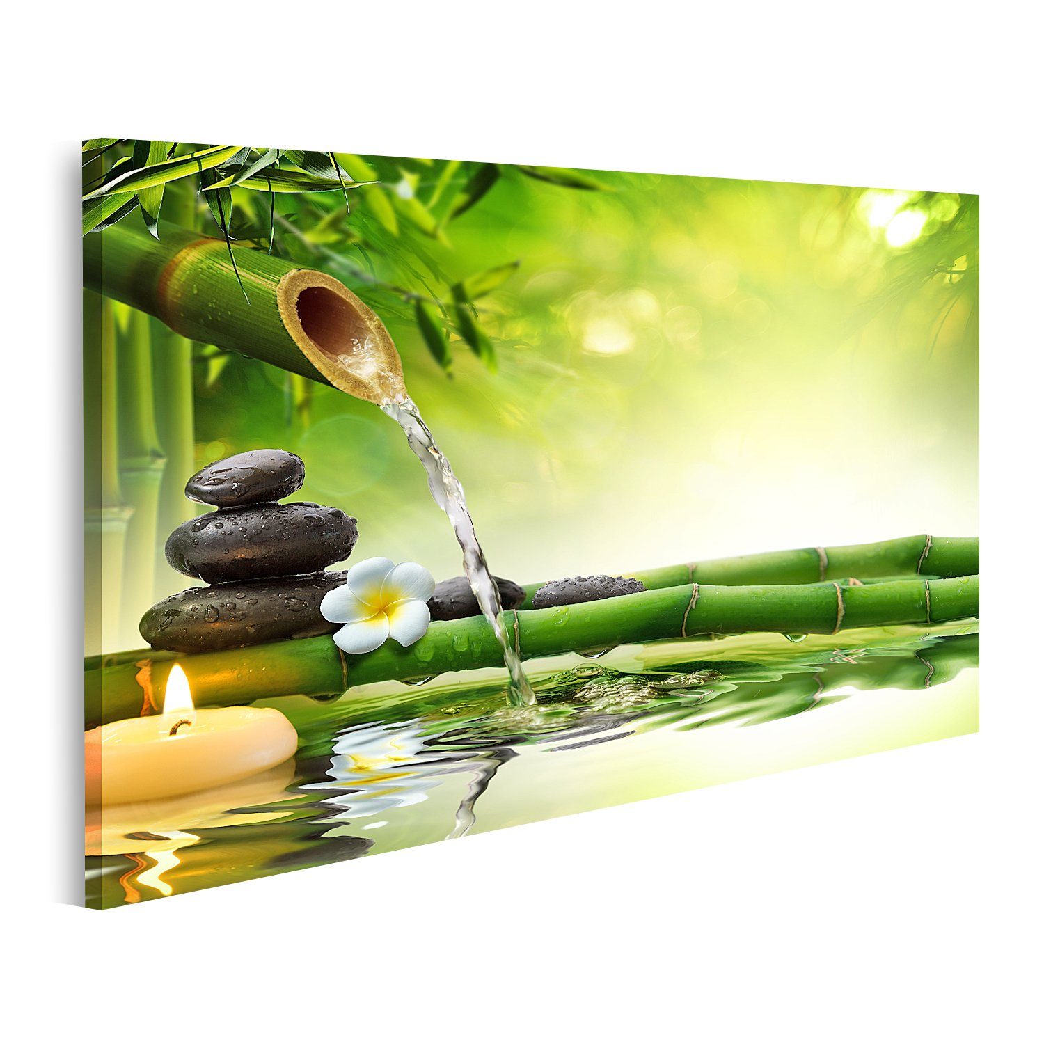 islandburner Leinwandbild Bild auf Leinwand Spa Zen Steine Im Garten Mit Fliessendem Wasser Wand