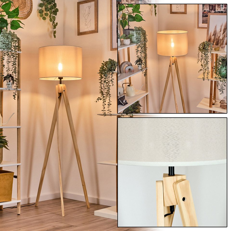 Hofstein Stehlampe Stehlampe Aus Holzstoff In Naturfarbenbeige Ohne