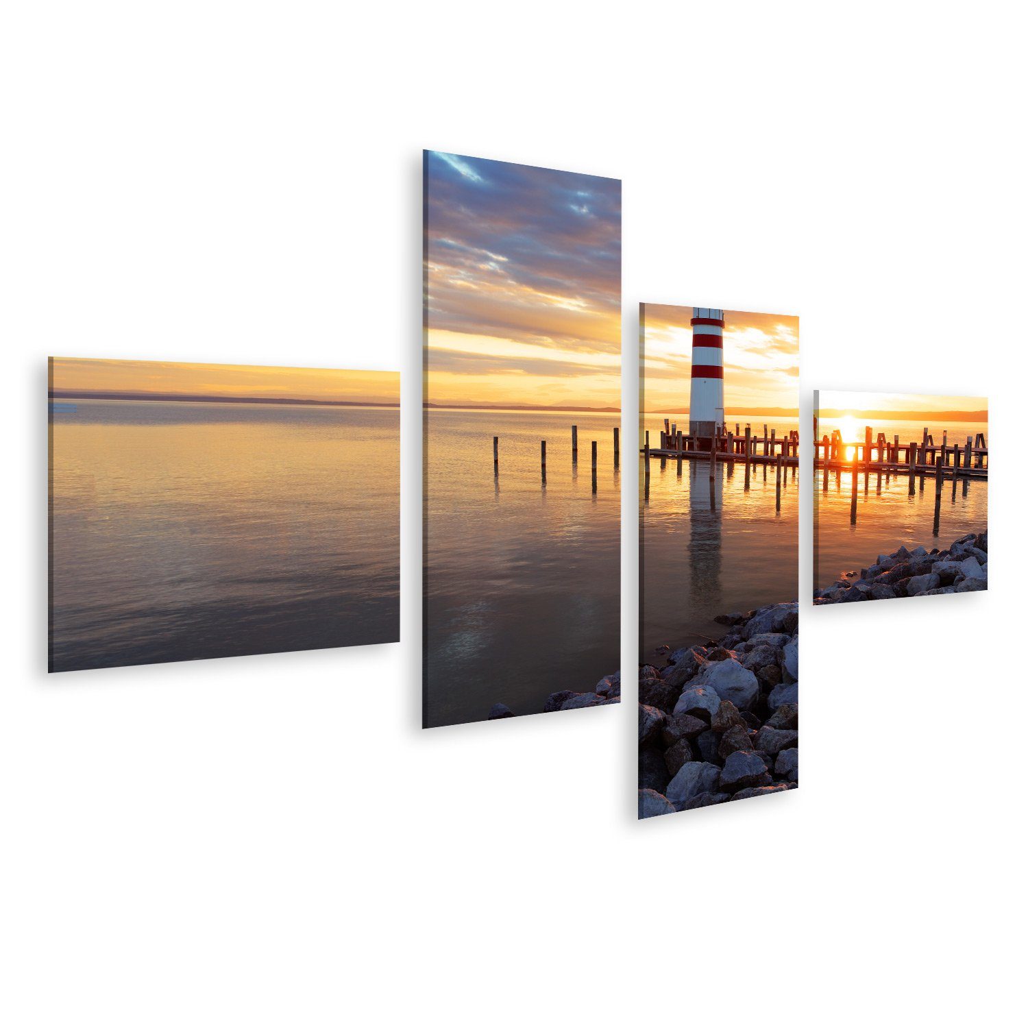 islandburner Leinwandbild Bild auf Leinwand Ozean Sonnenuntergang Leuchtturm Wandbild Poster Kun