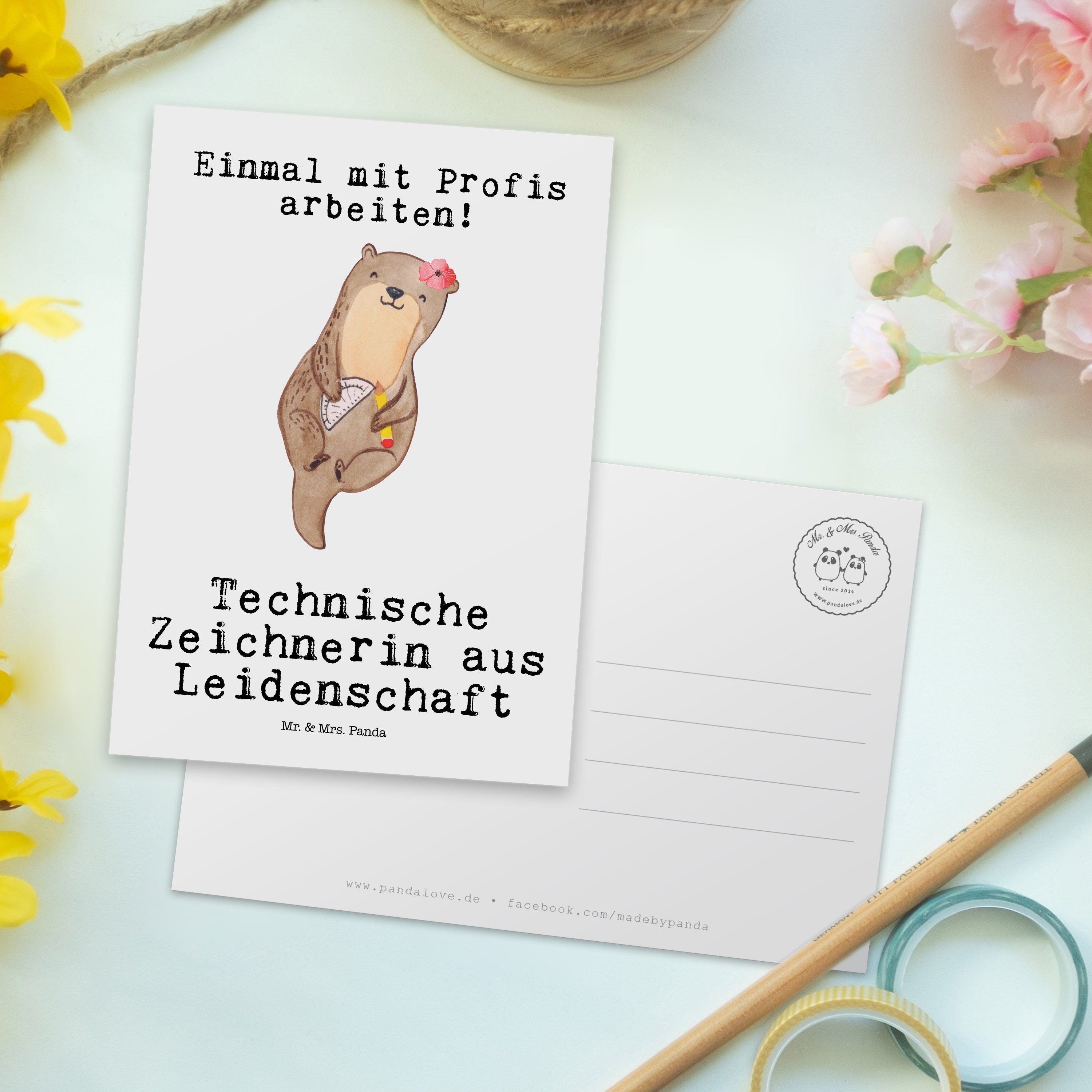 Mr. & Mrs. Panda Postkarte »Technische Zeichnerin aus Leidenschaft ...