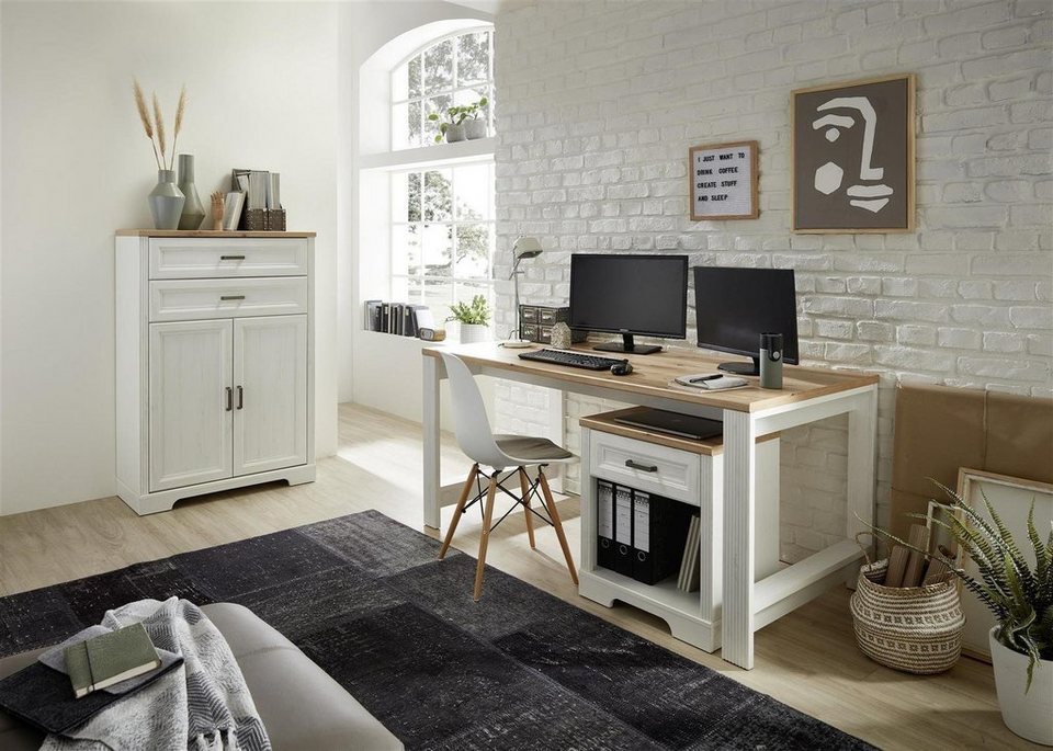 Möbelando Büro Set Jasmin 3 Teilig 3 St Cm Korpus Aus Spanplatte