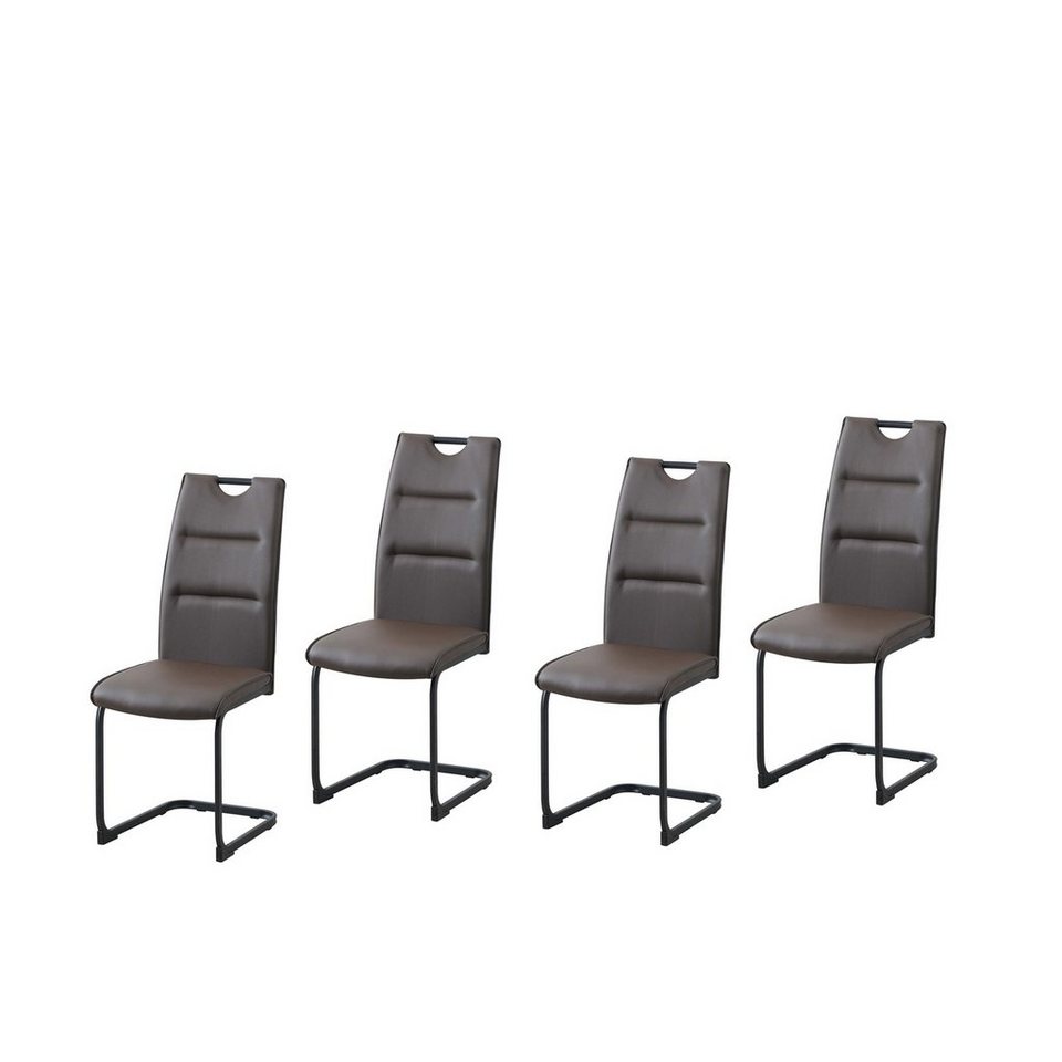 Hti Line Freischwinger Schwingstuhl 4er Set Pu Braun Dannyp