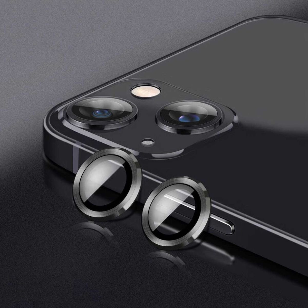 Wigento Handyhülle Metal Ring Camera Tempered Glas Film Für Apple