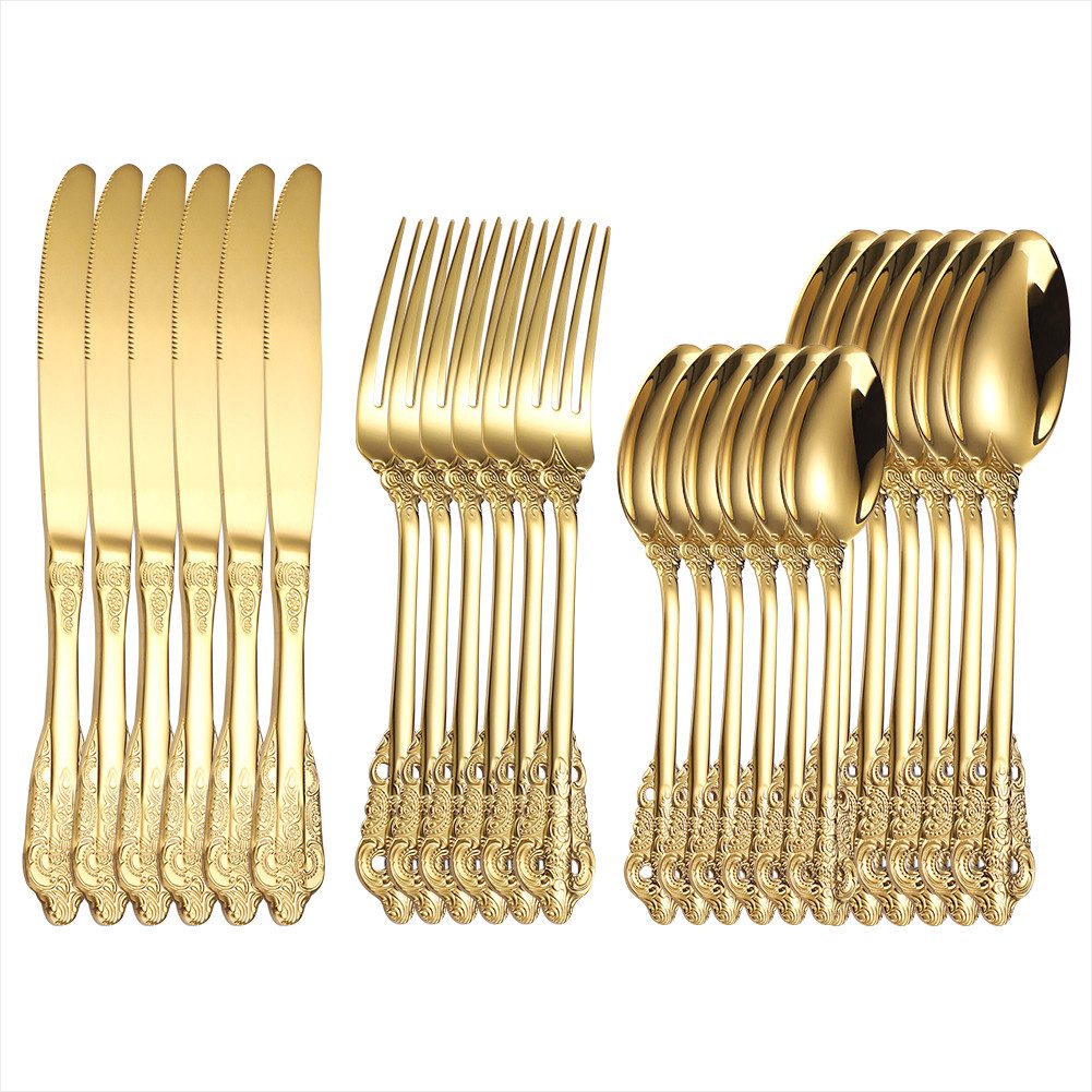 Keenzo Besteck Set 24 Teilig Palast Stil Gold Besteck Set 6 Personen