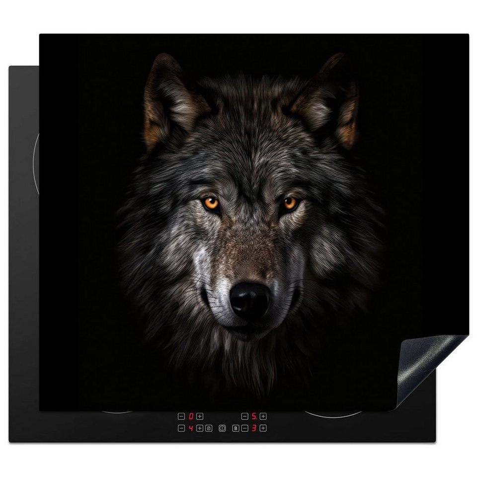 Muchowow Herdblende Abdeckplatte Wildtiere Wolf Porträt Schwarz