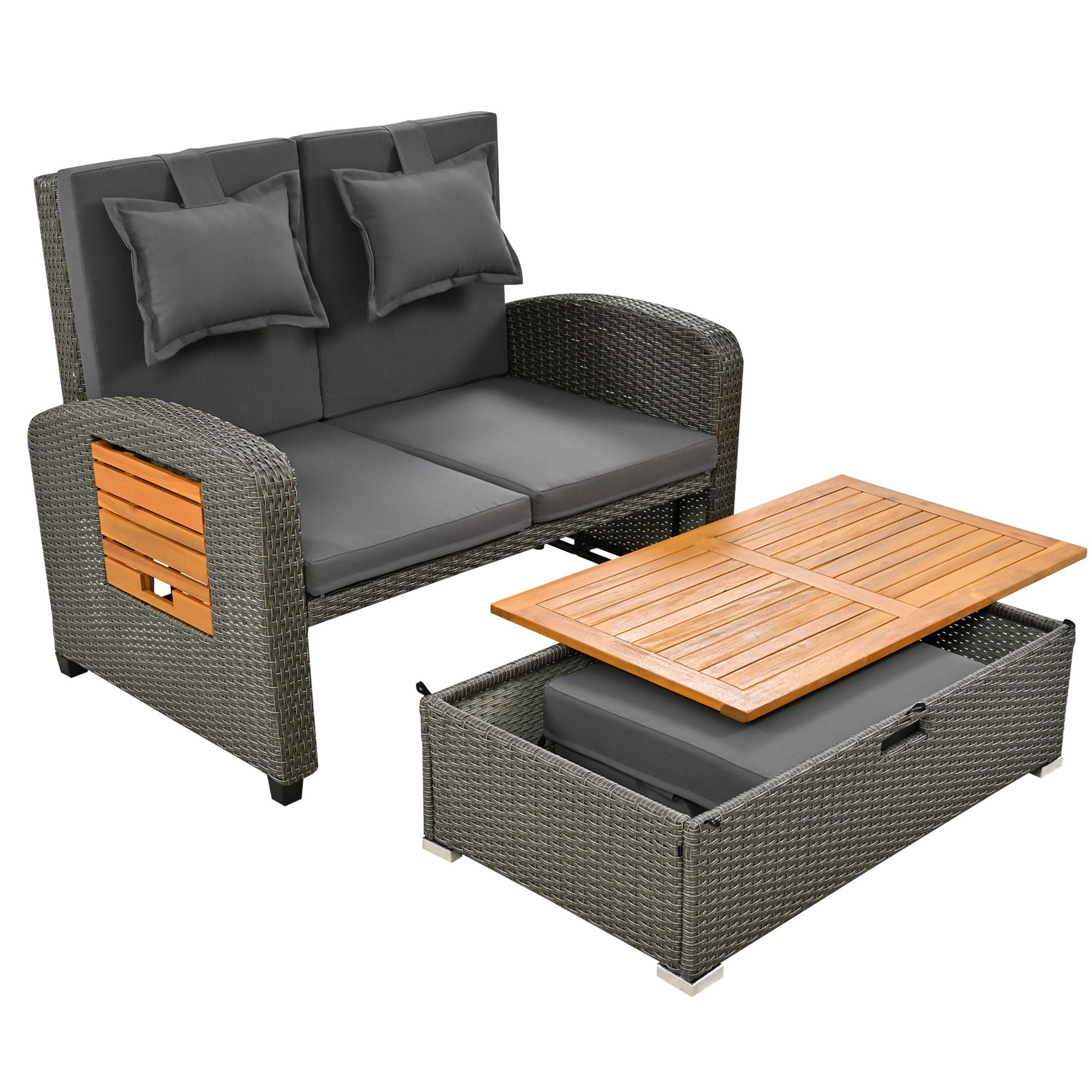 Okwish Gartenlounge Set 2 Sitzer Gartenmöbel Mit Verstellbarer