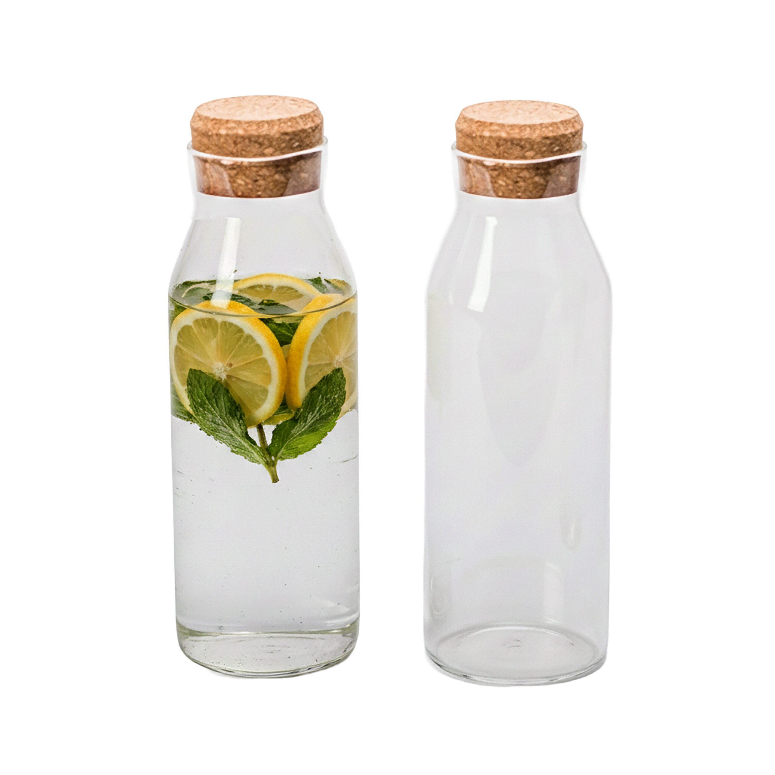 relaxdays Wasserkaraffe Glaskaraffe mit Deckel, 2er Pack