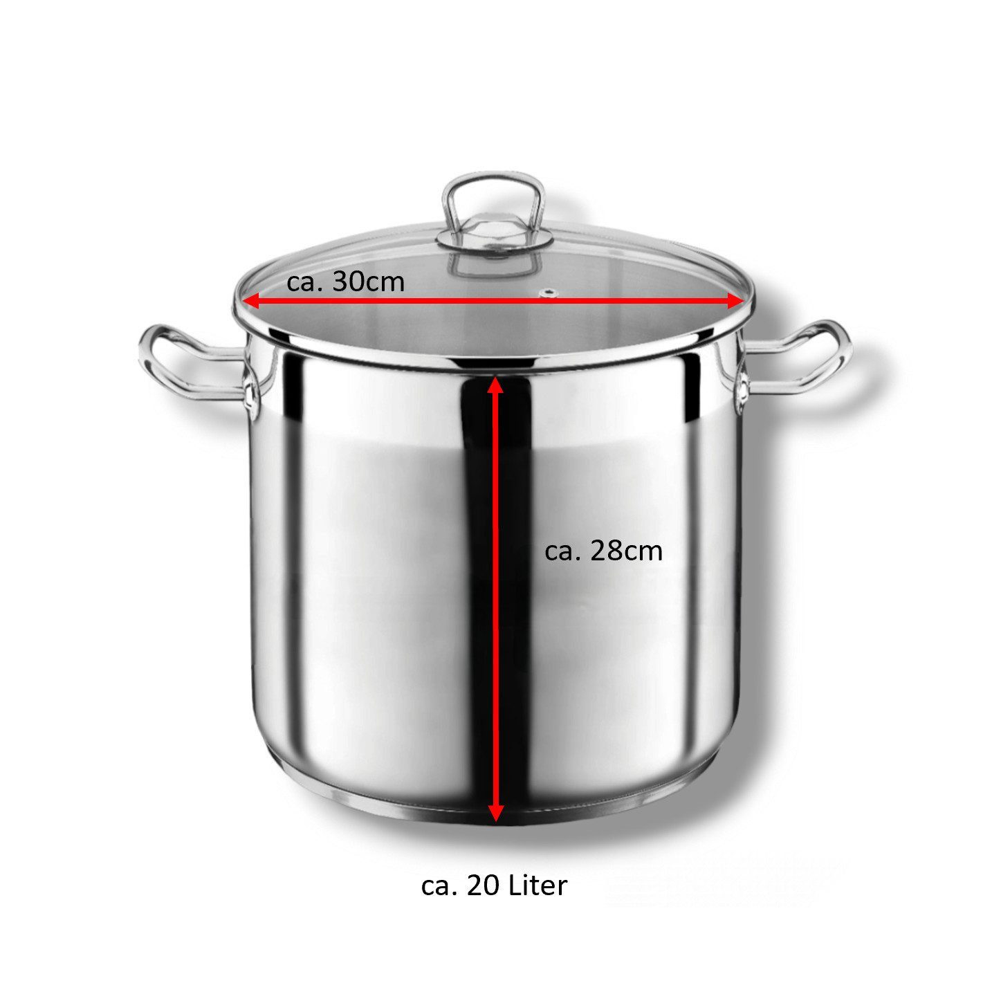 bemus Kochtopf Bemus XXL-Jumbotopf Benvita-Profi Ã¸ 30 cm 20L, Edelstahl