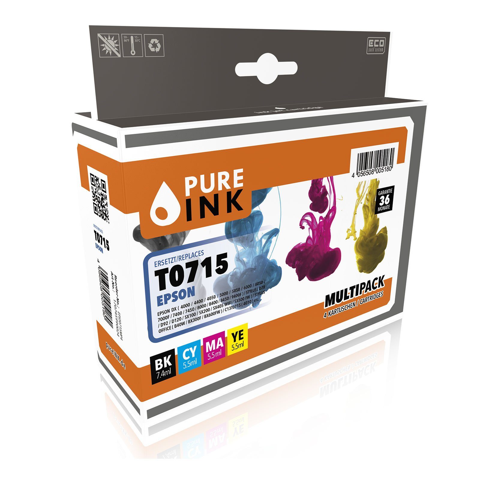 Pure Ink EPT0715MP4 CMYK Druckerpatrone Tintenpatrone