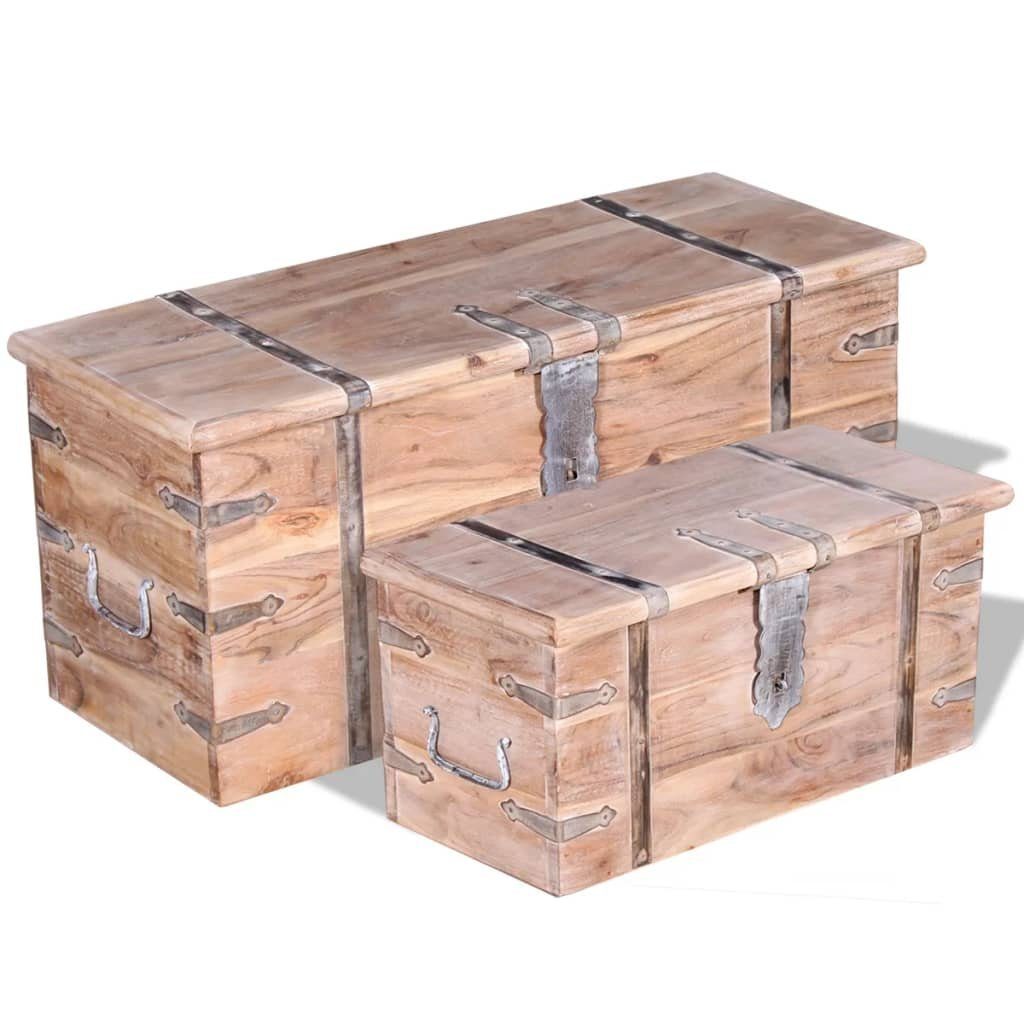 furnicato Truhe Set aus 2 Echtholz Truhen Braun 83x33x37 cm & 61x26x27 ...