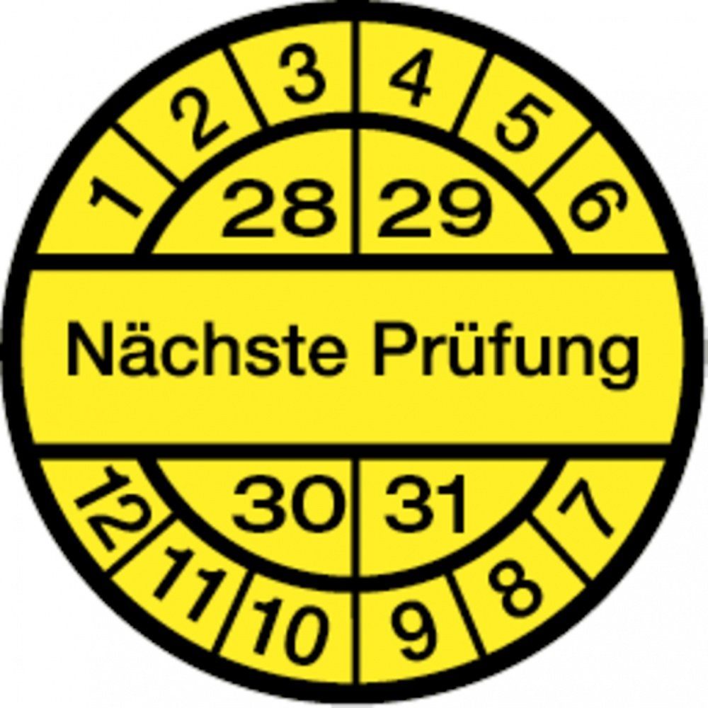 Dreifke Hinweisschild Dreifke® Prüfplakette Nächste Prüfung ab 28 gelb/schwarz - 30 mm Folie