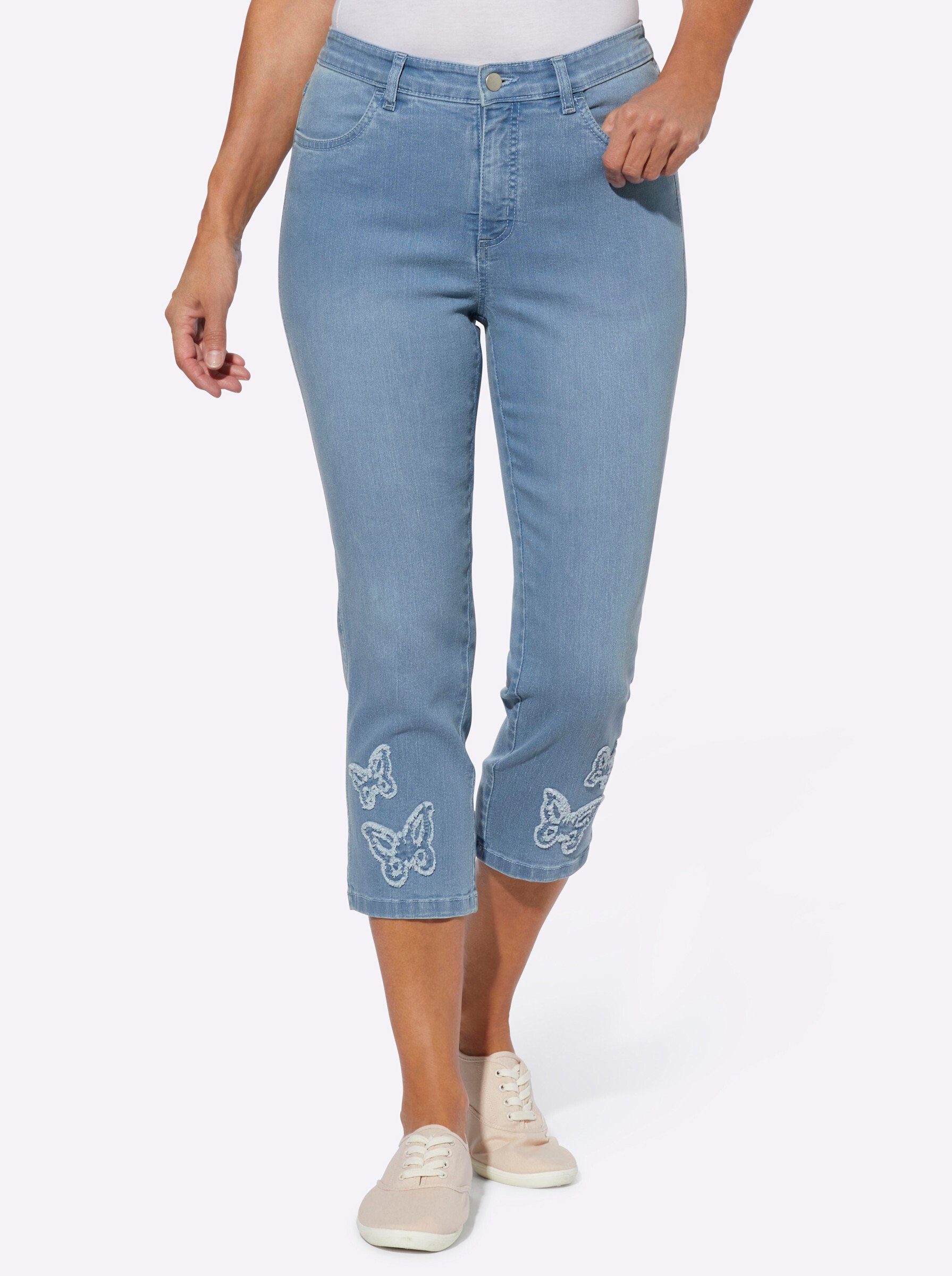 Sieh an! Bequeme Jeans 3/4-Jeans, Mit Schmetterlings-Applikation