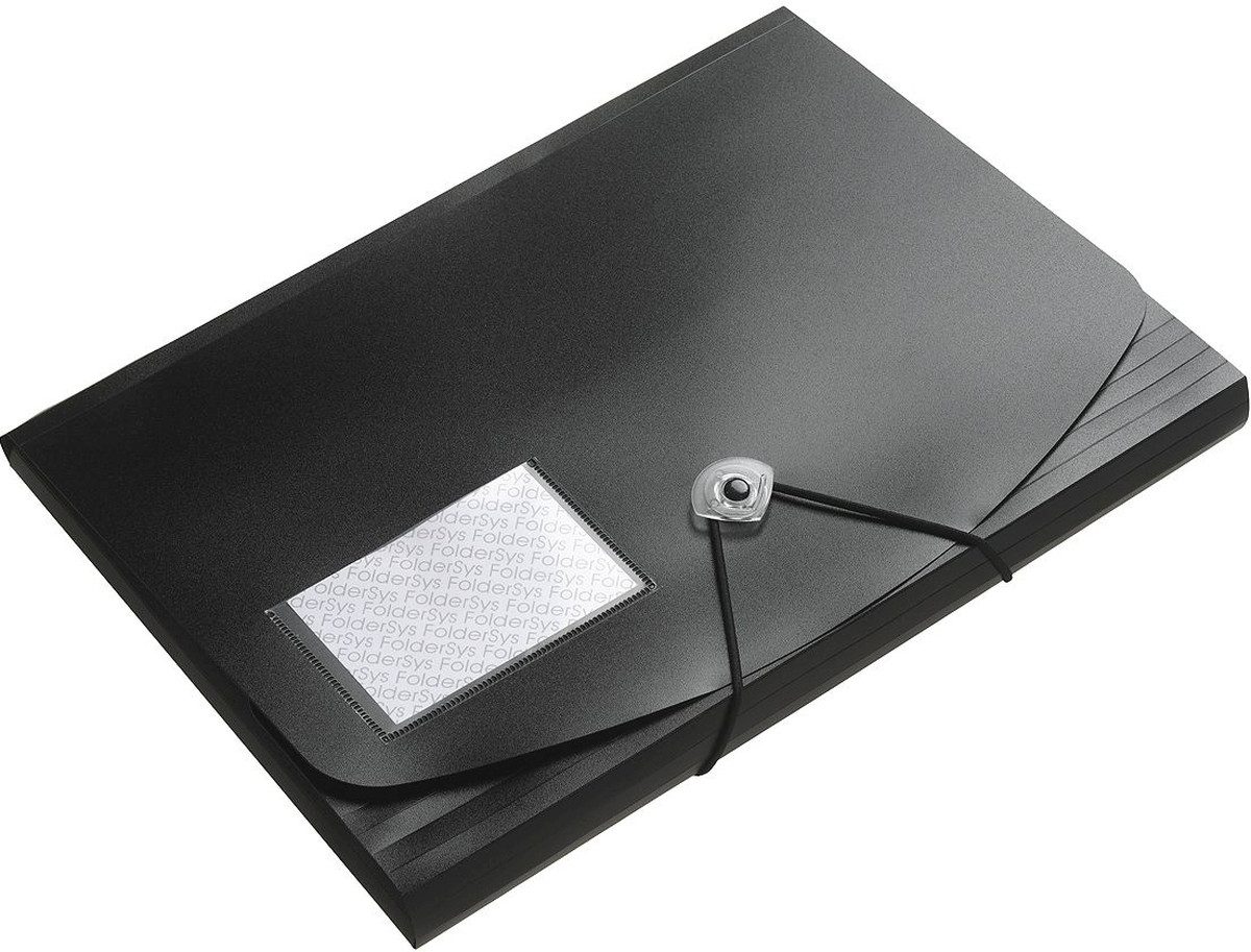 FOLDERSYS Fächermappe Sammelmappe Jumbo A4 PP mit Gummizug schwarz ...