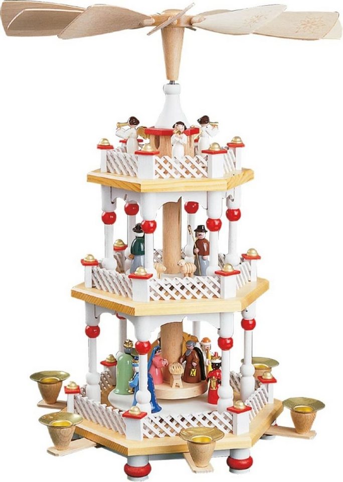 Richard Glaesser Weihnachtspyramide Pyramide Heilige Familie weiß 2 ... Richard Glaesser Weihnachtspyramide Pyramide Heilige Familie weiß 2 ...