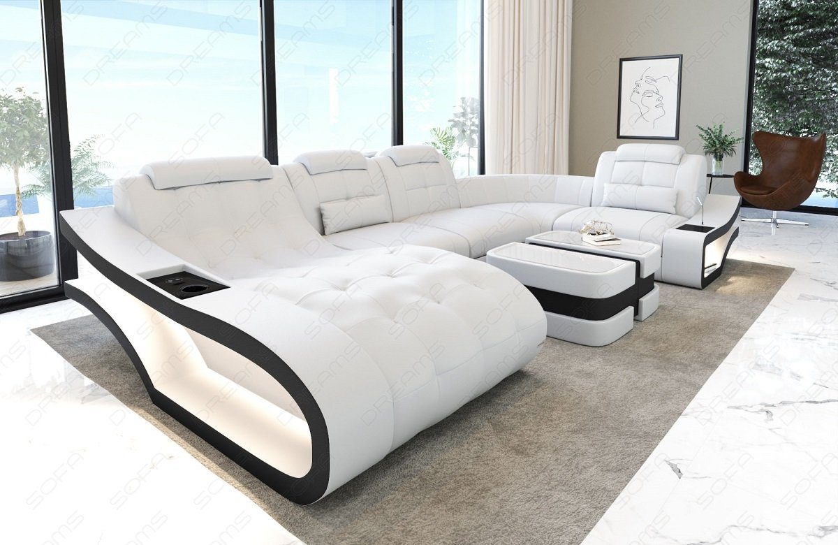 Sofa Dreams Wohnlandschaft Ledersofa Leder Couch Elegante U-Form ...