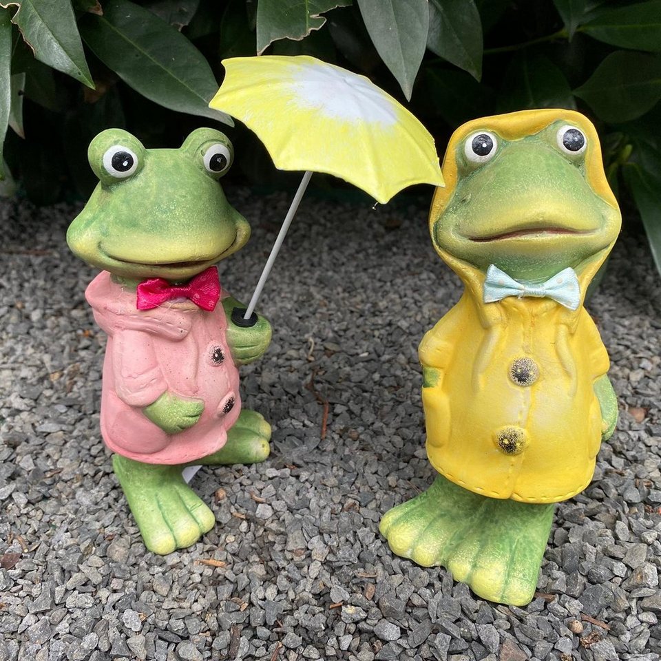 Aspinaworld Gartenfigur Frosch Figur Mit Regenschirm 2er Set 17 Cm