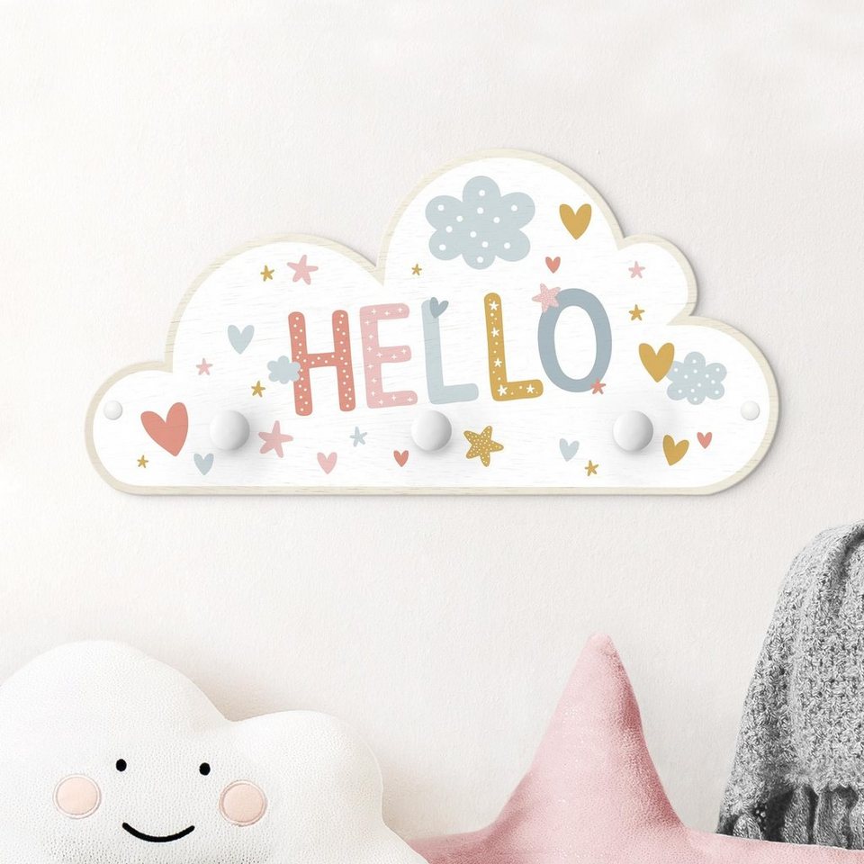 Bilderdepot24 Garderobenpaneel Bunt Weltall Himmel Sterne Hello Herzen