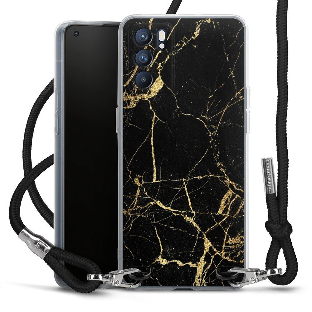 Deindesign Handyhülle Marmor Schwarz Muster Blackgoldmarble Look Oppo