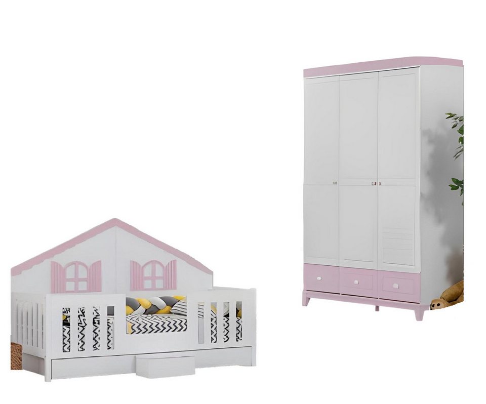 Jvmoebel Jugendzimmer Set Stilvolle Kinderbett Kleiderschrank