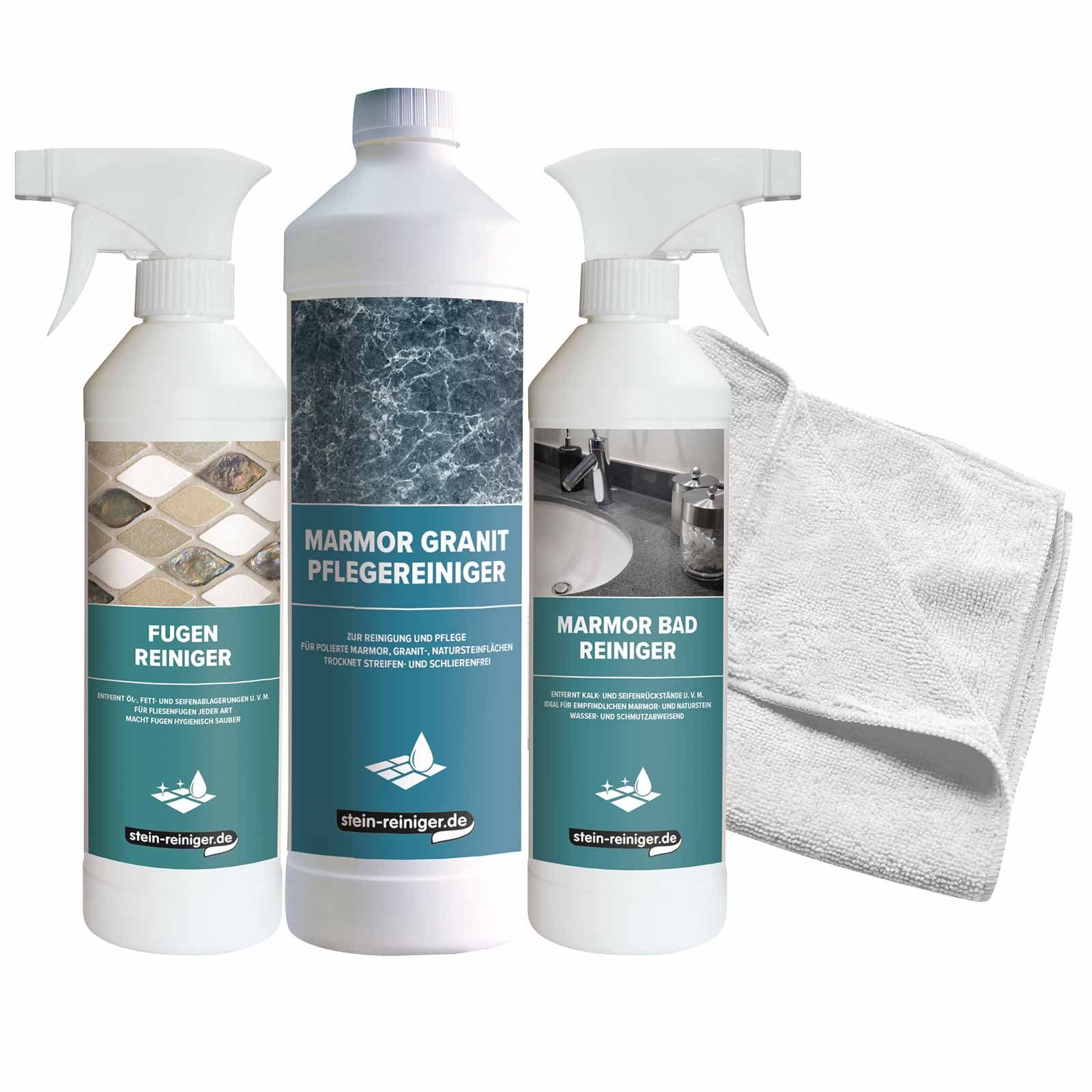 stein-reiniger.de Marmor Bad Reiniger Set 4-teilig Pflegeset