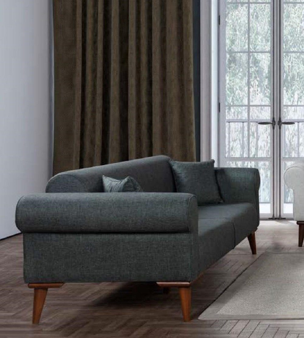 JVmoebel Sofa Design Textil 3 Sitzer Grau Couch Elegant Sofa Polsterung ...