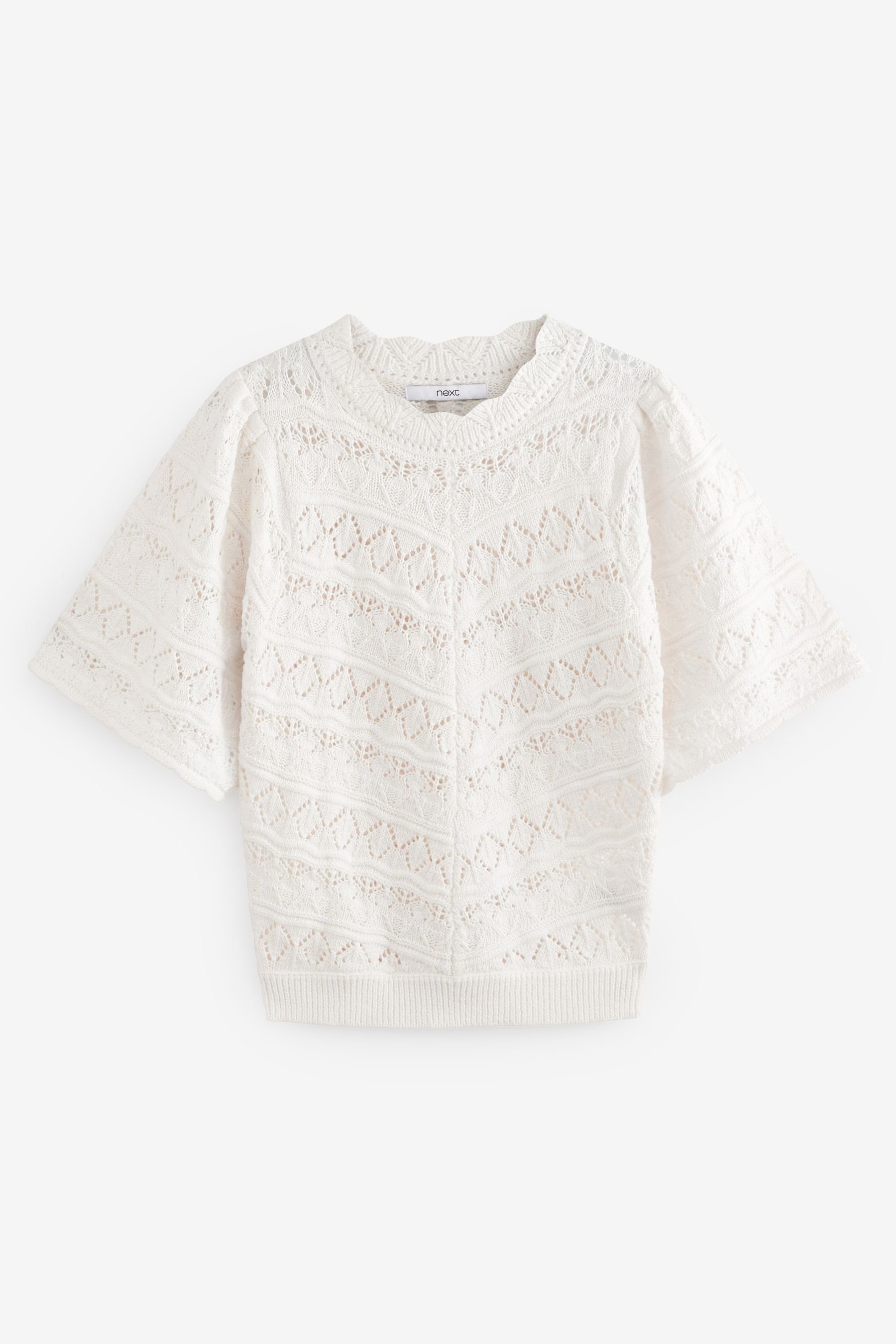 Next Kurzarmpullover Pullover Mit Engelsärmeln Und Häkeldetail 1 Tlg