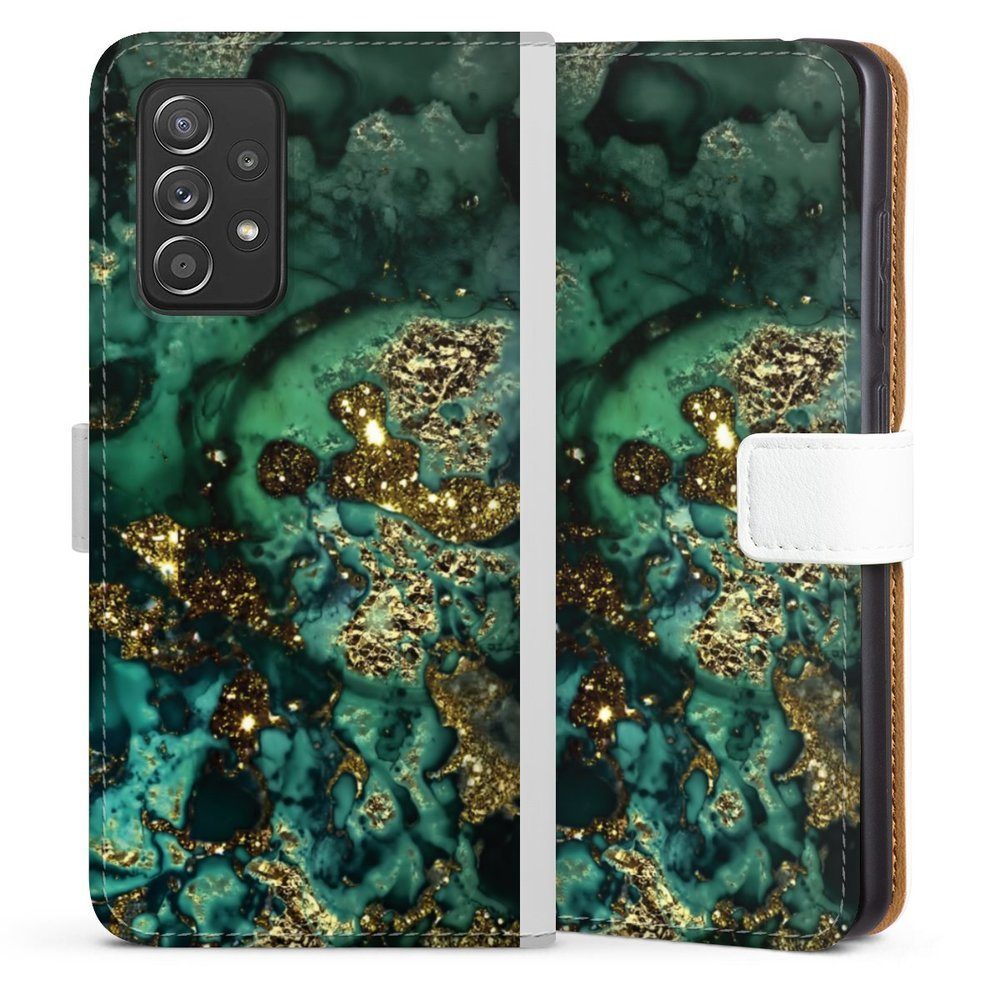 Deindesign Handyhülle Marmor Glitzer Look Muster Cyan Glitter Marble