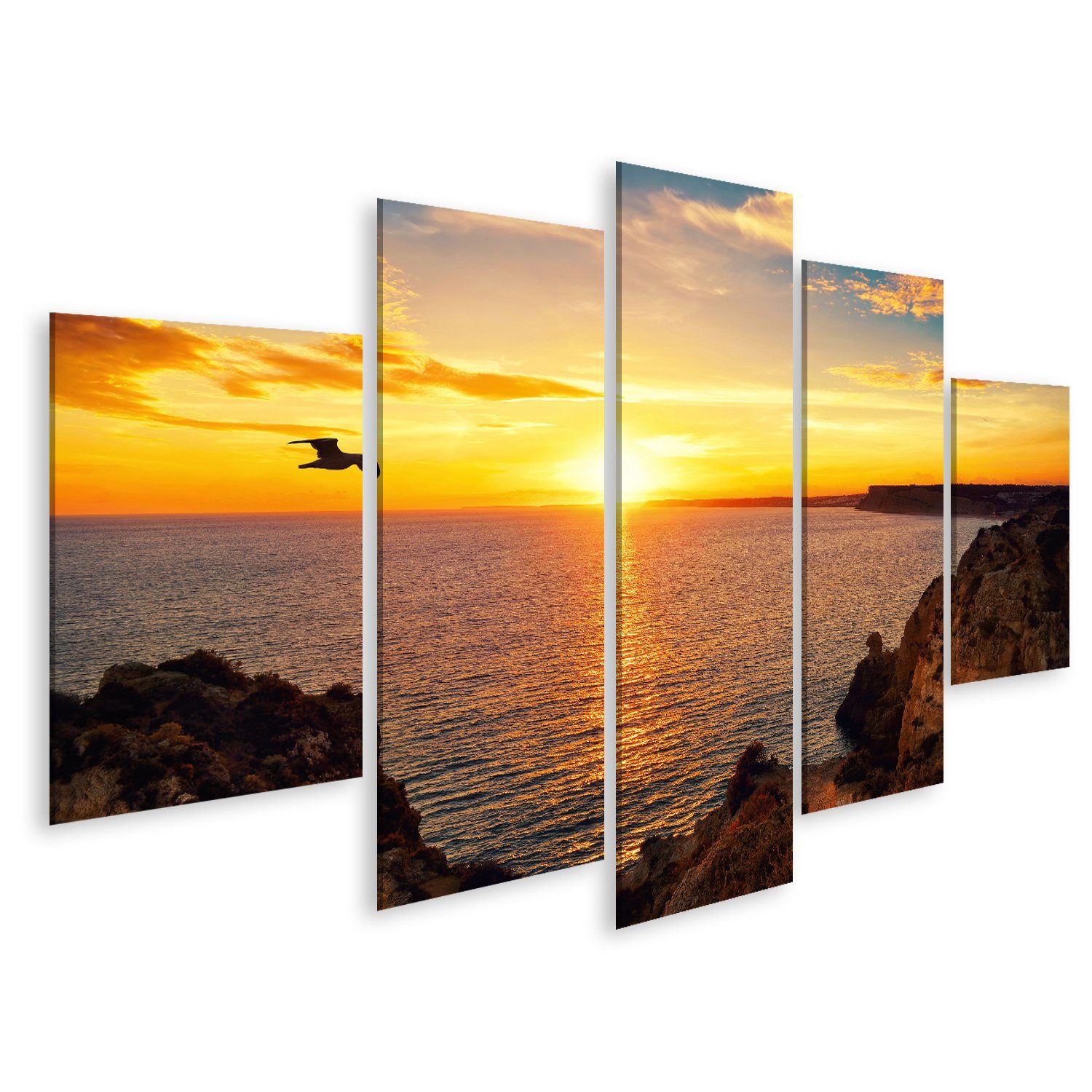 ᐅ islandburner Leinwandbild Bild auf Leinwand Ruhige Sonnenuntergang Szene Ozean Landschaft ...
